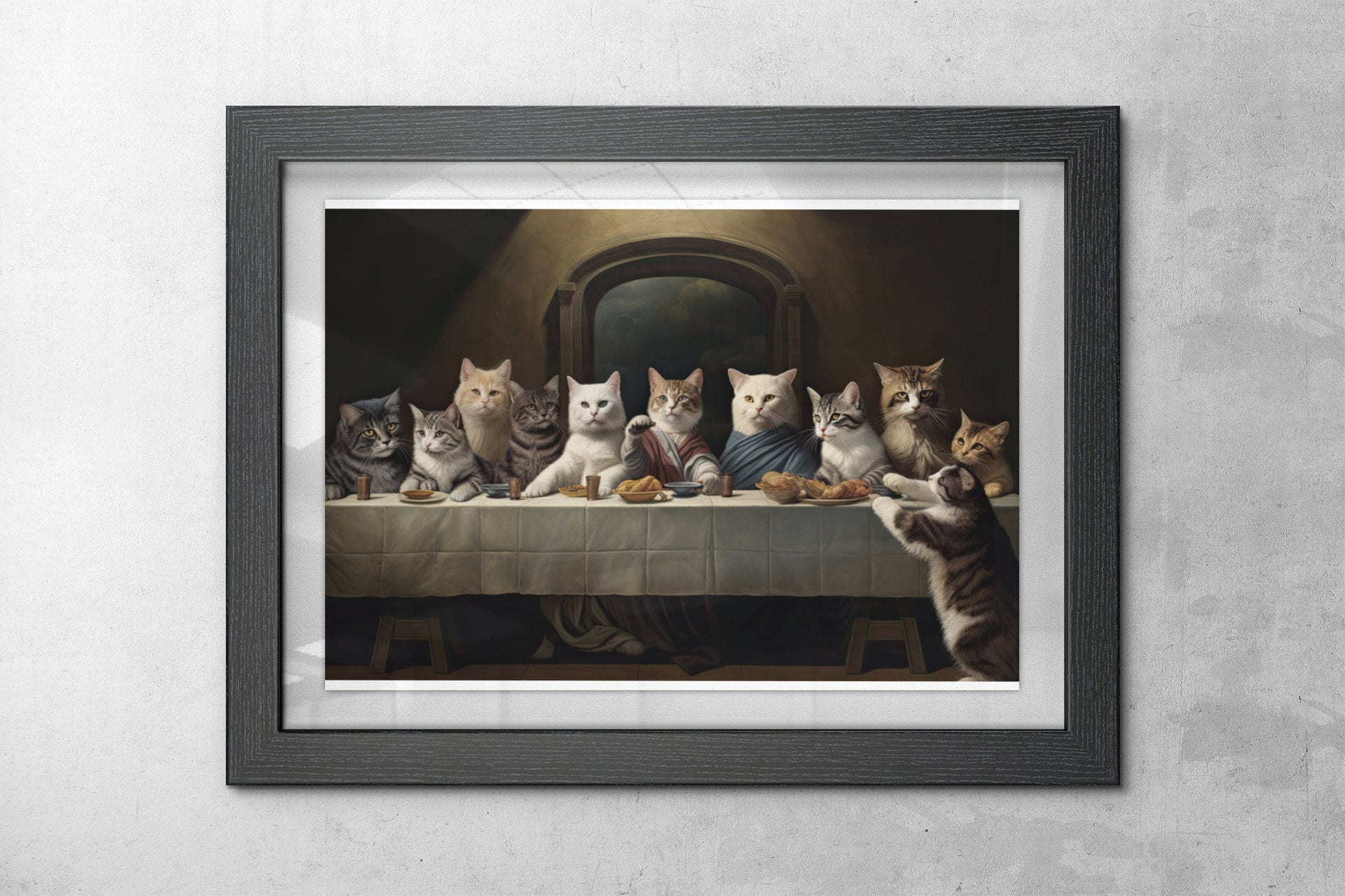 Cats Last Supper V2 Wall Art Decor, Funny Cats, Art Gift, Historic ...