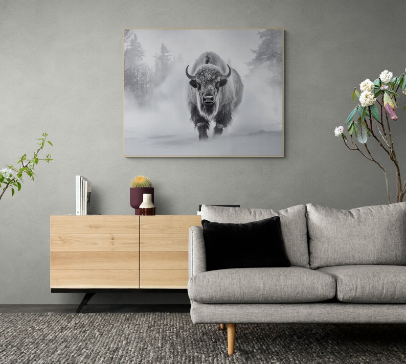 Snow Buffalo Printable Art Download Printable Wall Decor Printable Wall Art Mountain Landscape ...