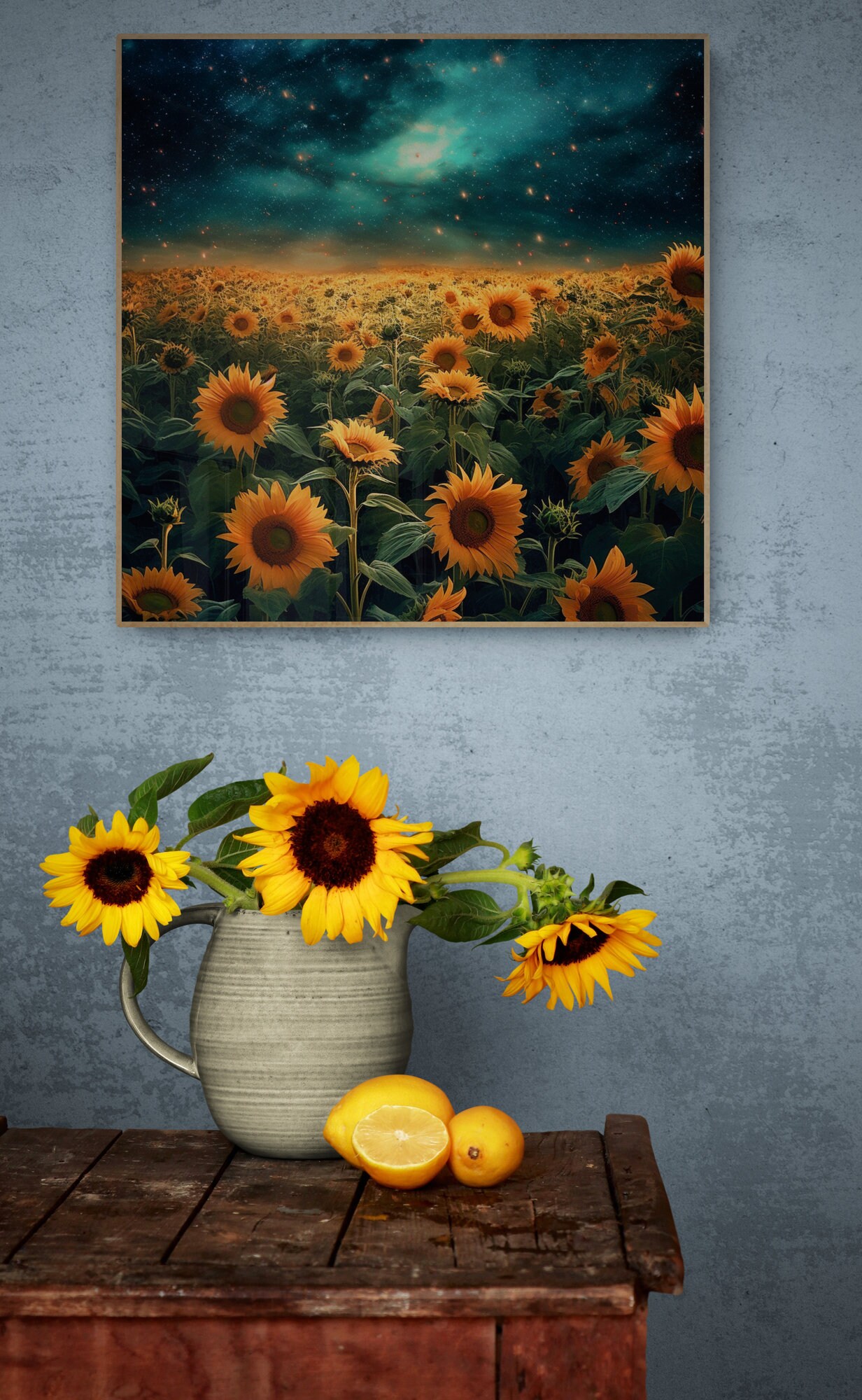 Sunflowers at Night Printable Art Download Printable Wall - Etsy