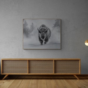 Snow Buffalo Printable Art Download Printable Wall Decor Printable Wall Art Mountain Landscape ...