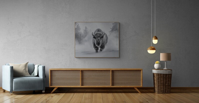 Snow Buffalo Printable Art Download Printable Wall Decor Printable Wall Art Mountain Landscape ...
