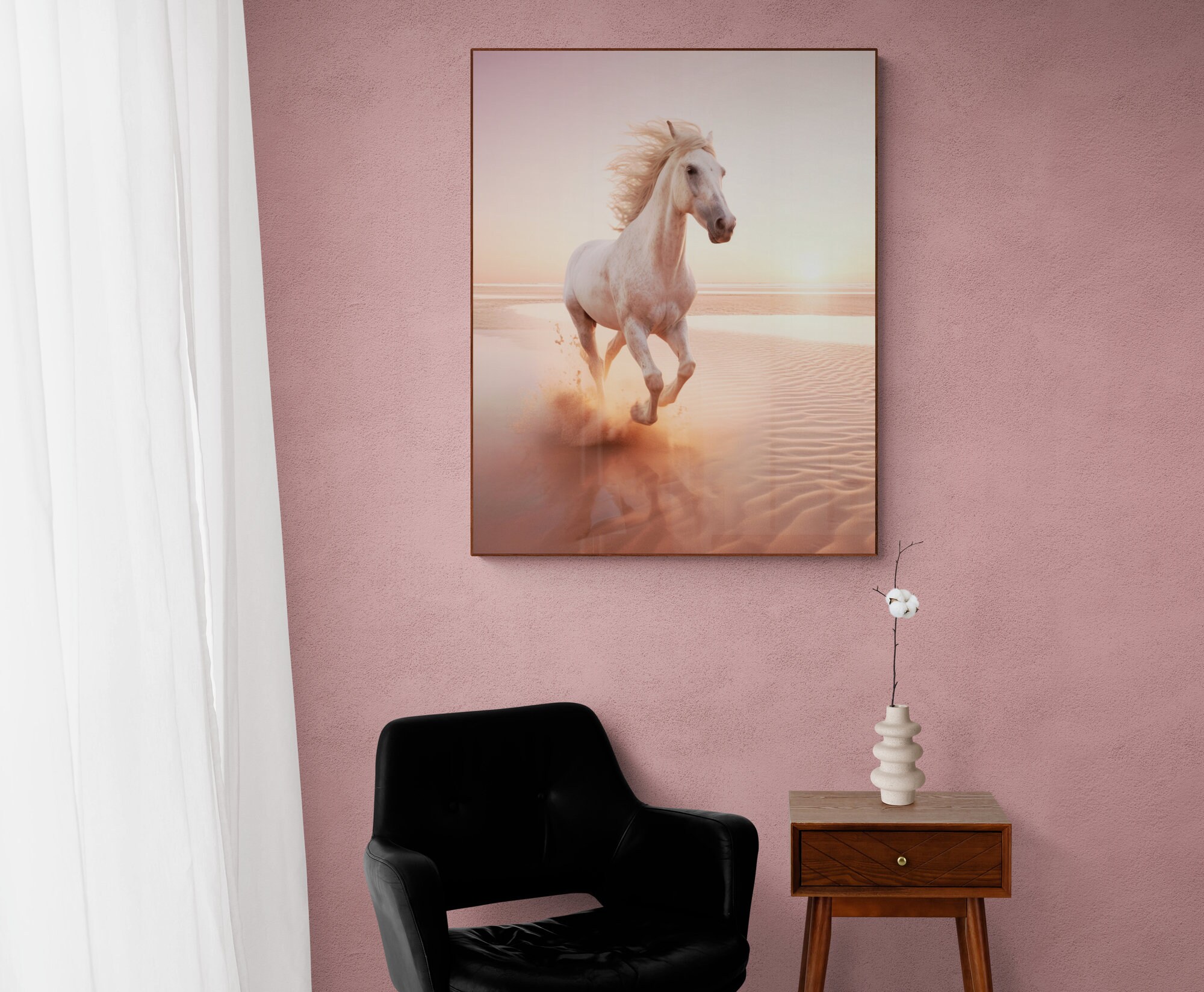 White Horse Galloping on Beach Printable Art Download Printable Wall ...