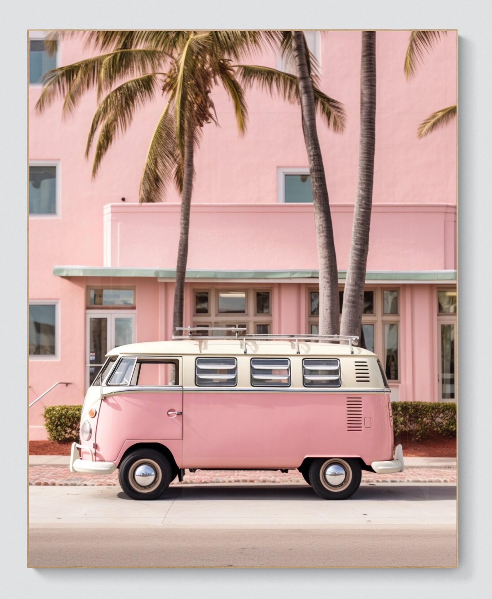 Pink Retro Van & Pink Building Printable Art Download Wall Decor ...