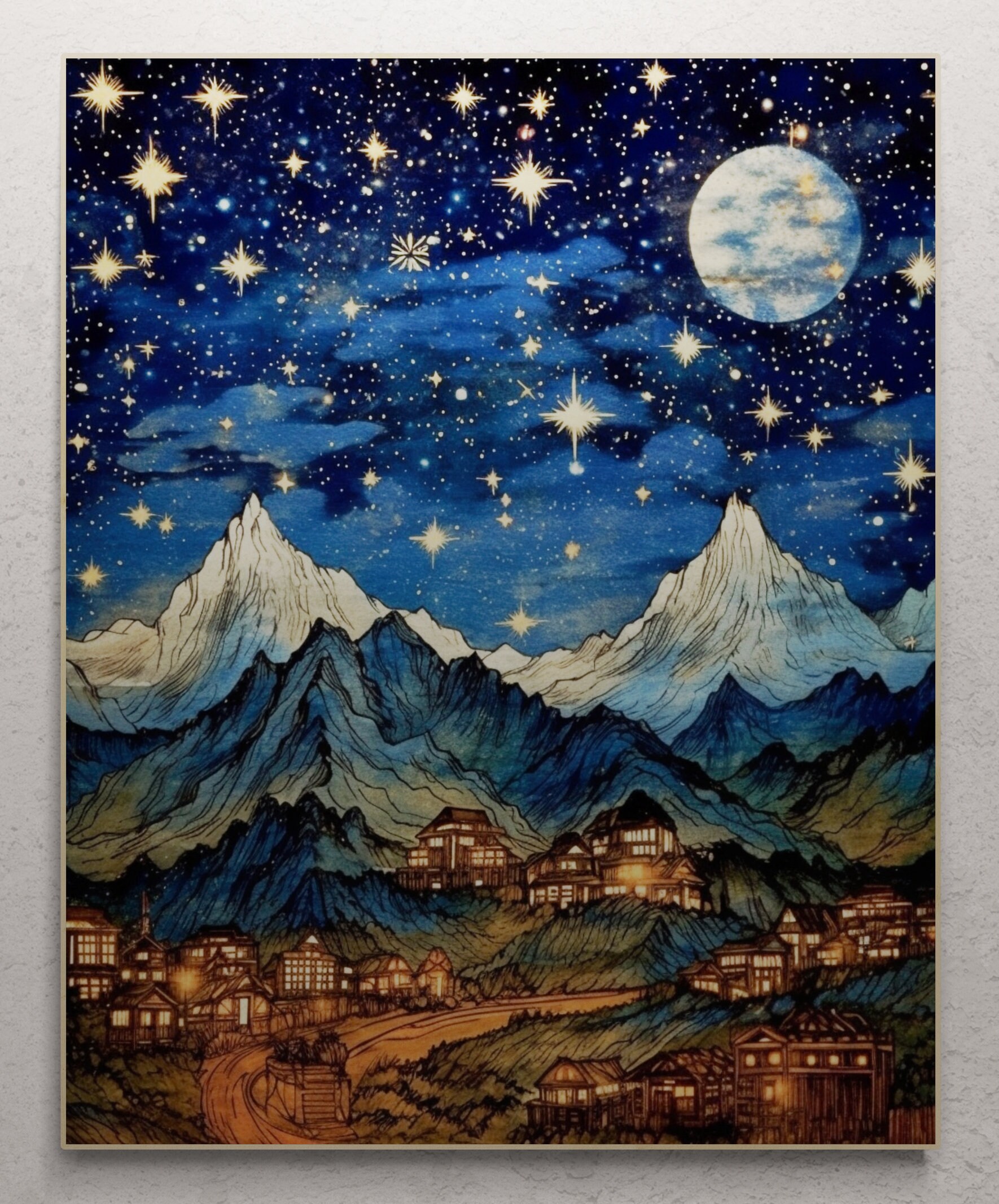 Vintage Night Sky Printable Art Download Printable Wall Decor Printable ...