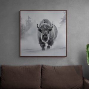 Snow Buffalo Printable Art Download Printable Wall Decor Printable Wall Art Mountain Landscape ...