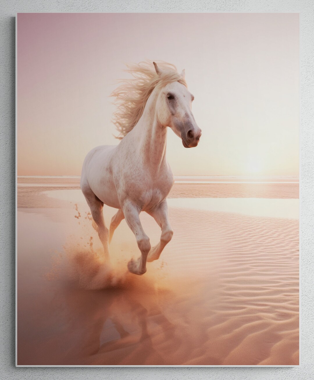 White Horse Galloping on Beach Printable Art Download Printable Wall ...