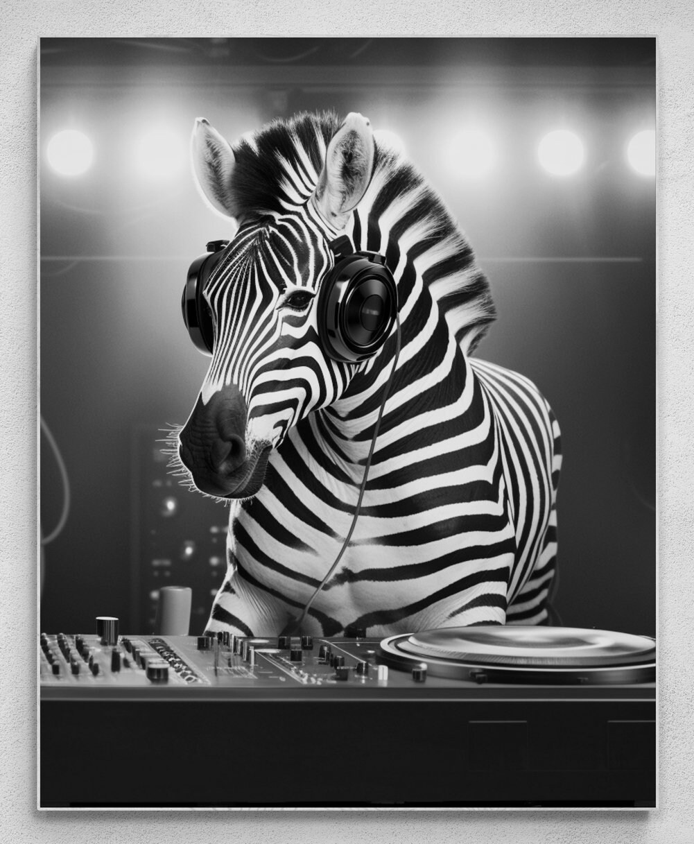 Zebra DJ Printable Art Download Printable Wall Decor Printable Wall Art ...