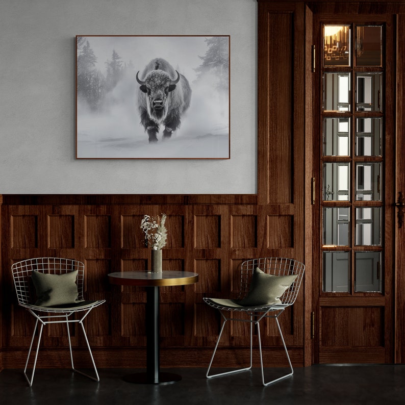 Snow Buffalo Printable Art Download Printable Wall Decor Printable Wall Art Mountain Landscape ...