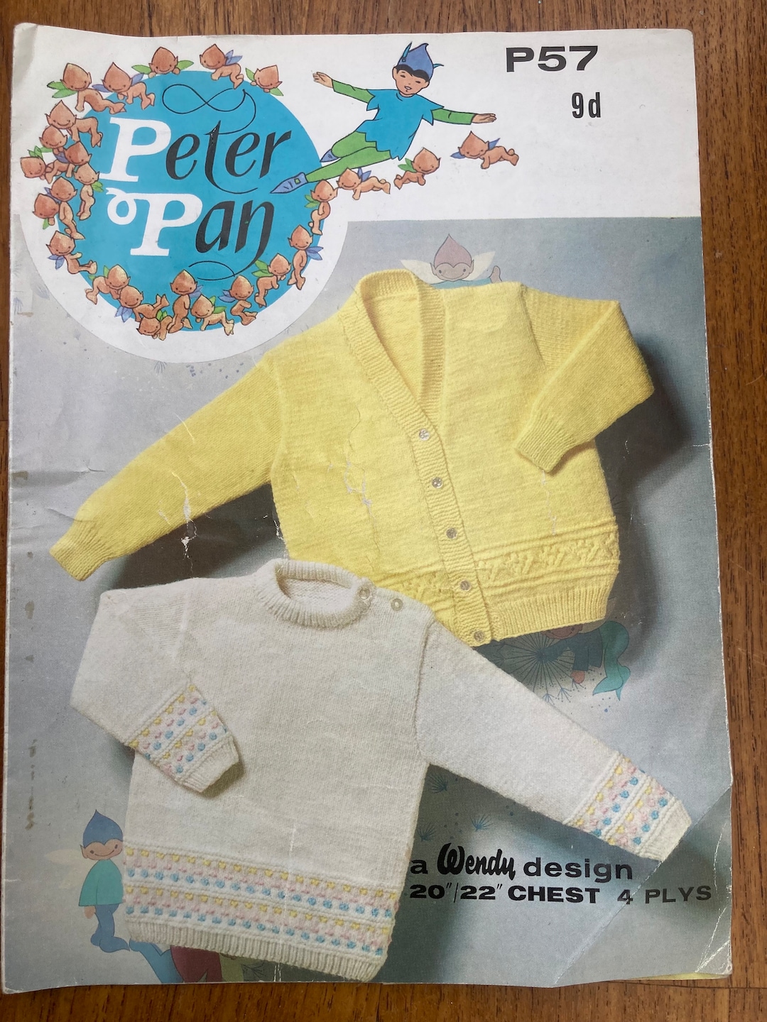 Original Vintage Paper Knitting Pattern Peter Pan P57 a Wendy Design 20 ...