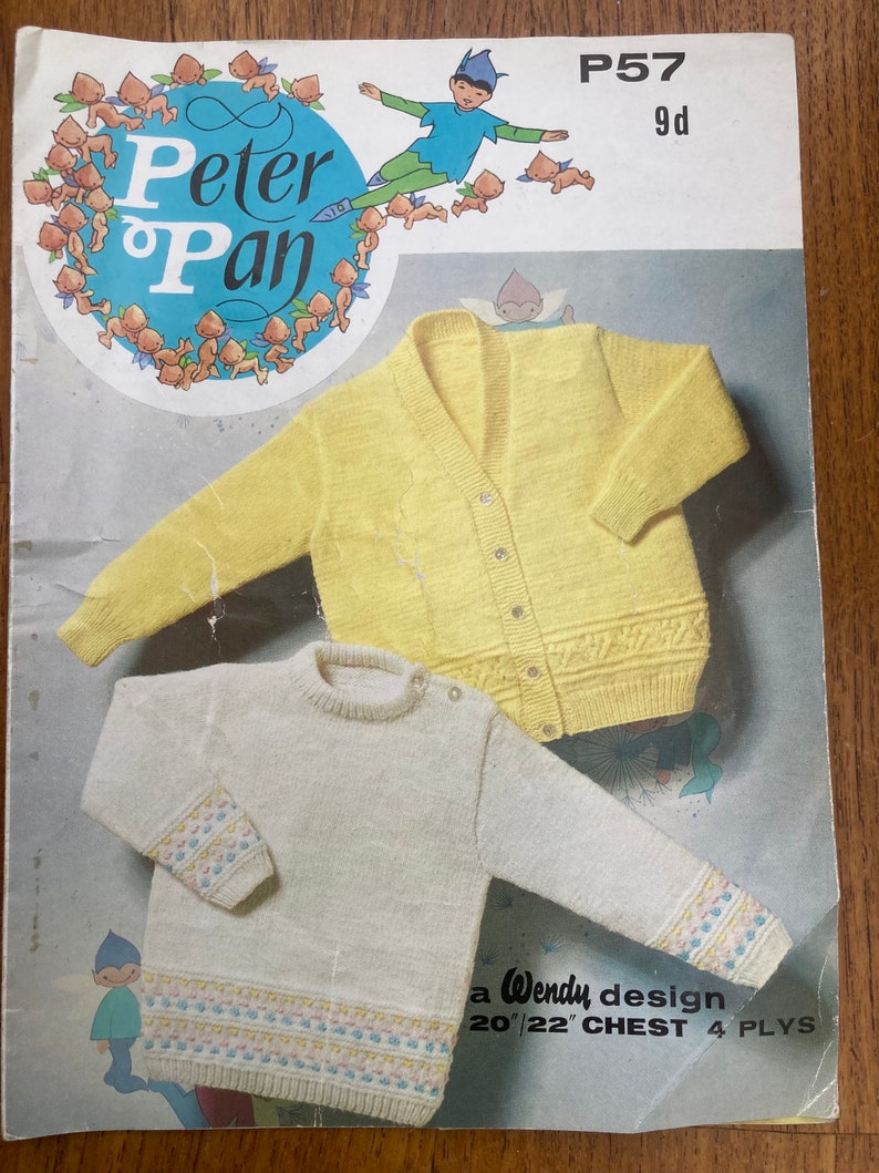 Original Vintage Paper Knitting Pattern Peter Pan P57 a Wendy Design 20 ...