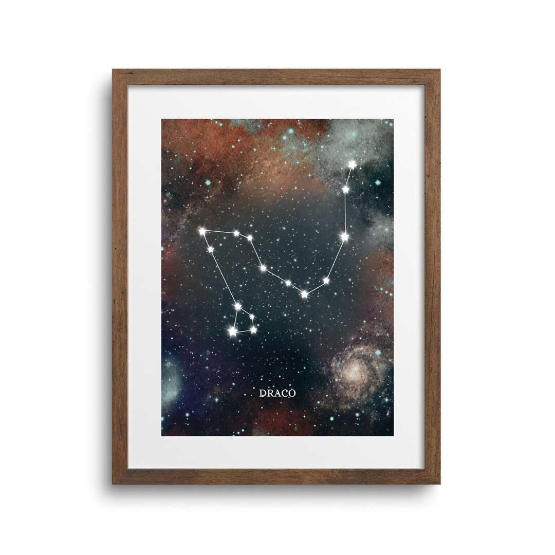 Draco Constellation Poster, Dragon Wall Decor Digital Download ...