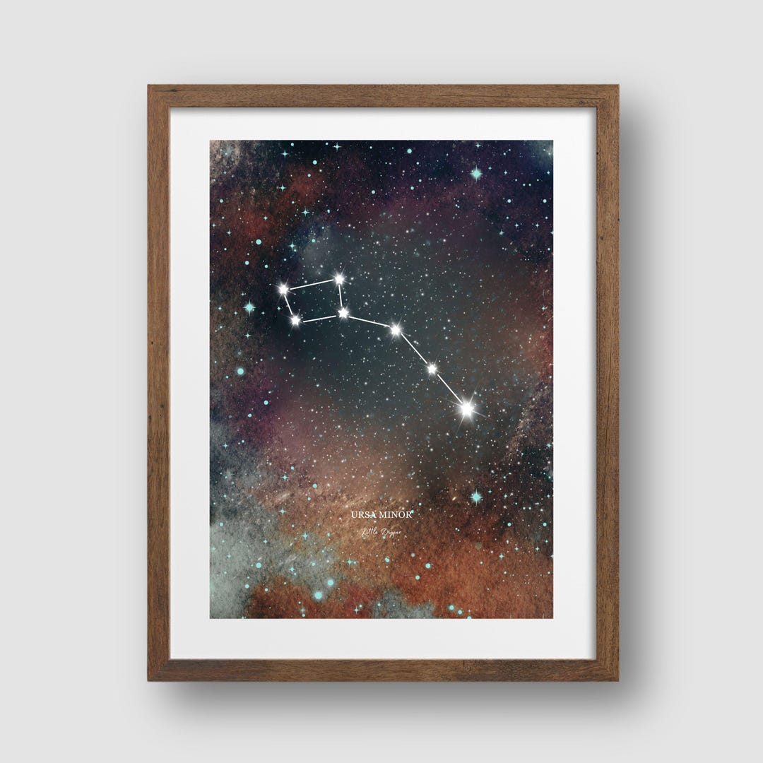 Little Dipper Constellation Poster, Ursa Minor Horoscope Print ...