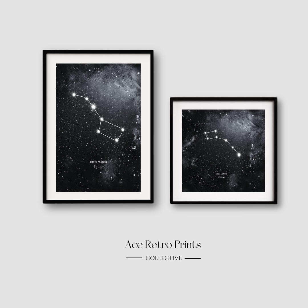 Big Dipper, Little Dipper Constellation Wall Decor Watercolor, Ursa ...