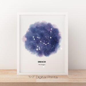Dragon Draco Constellation Print Astronomy Wall Art Dragon Wall Decor ...