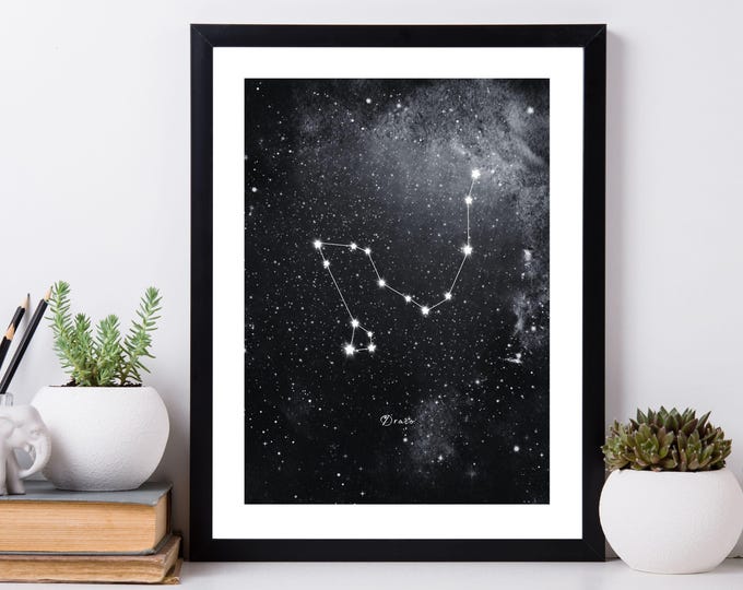 Draco Print, Antique Space Painting, Vintage Drawing Poster Wall Art ...