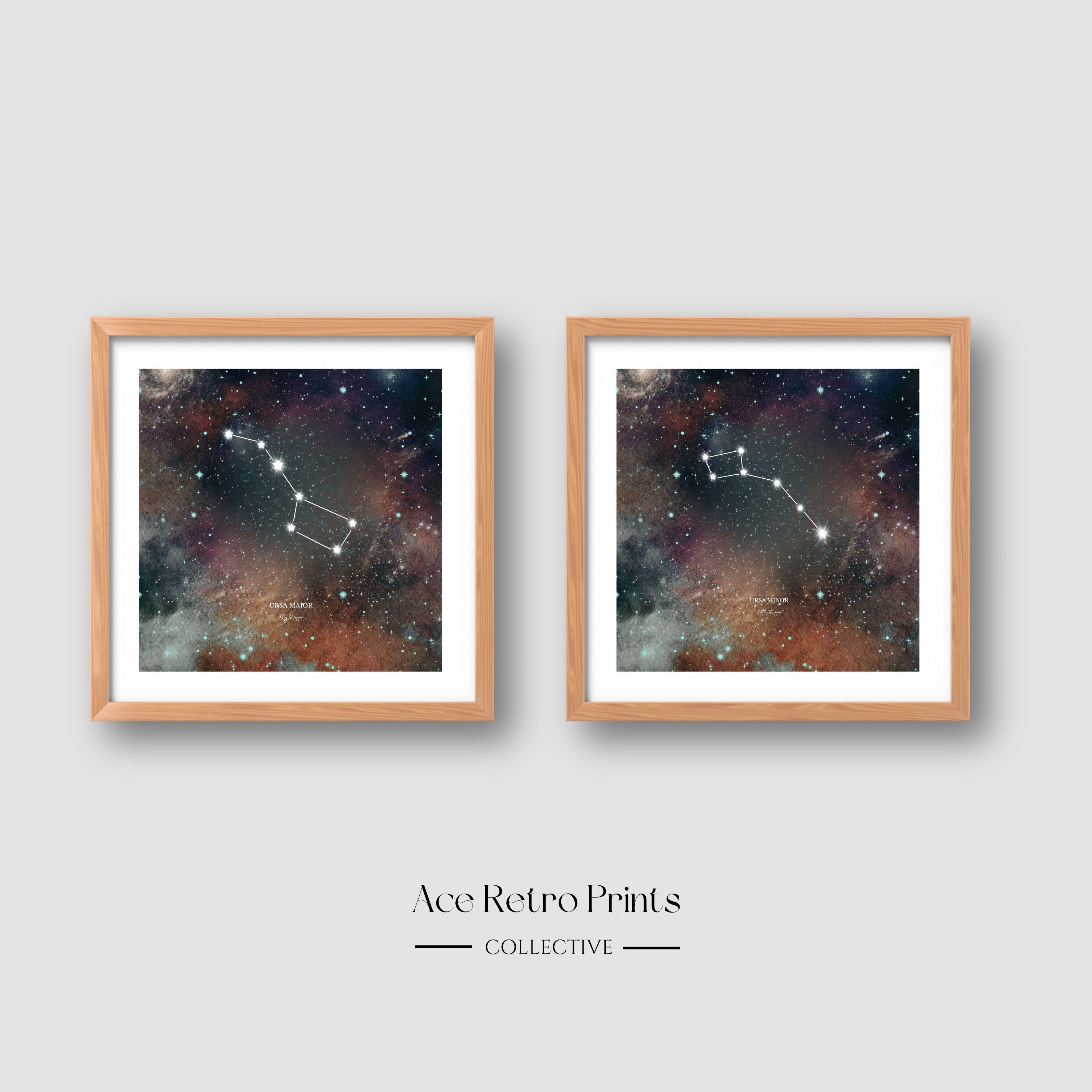 Big Dipper, Little Dipper Constellation Wall Decor Watercolor, Ursa ...