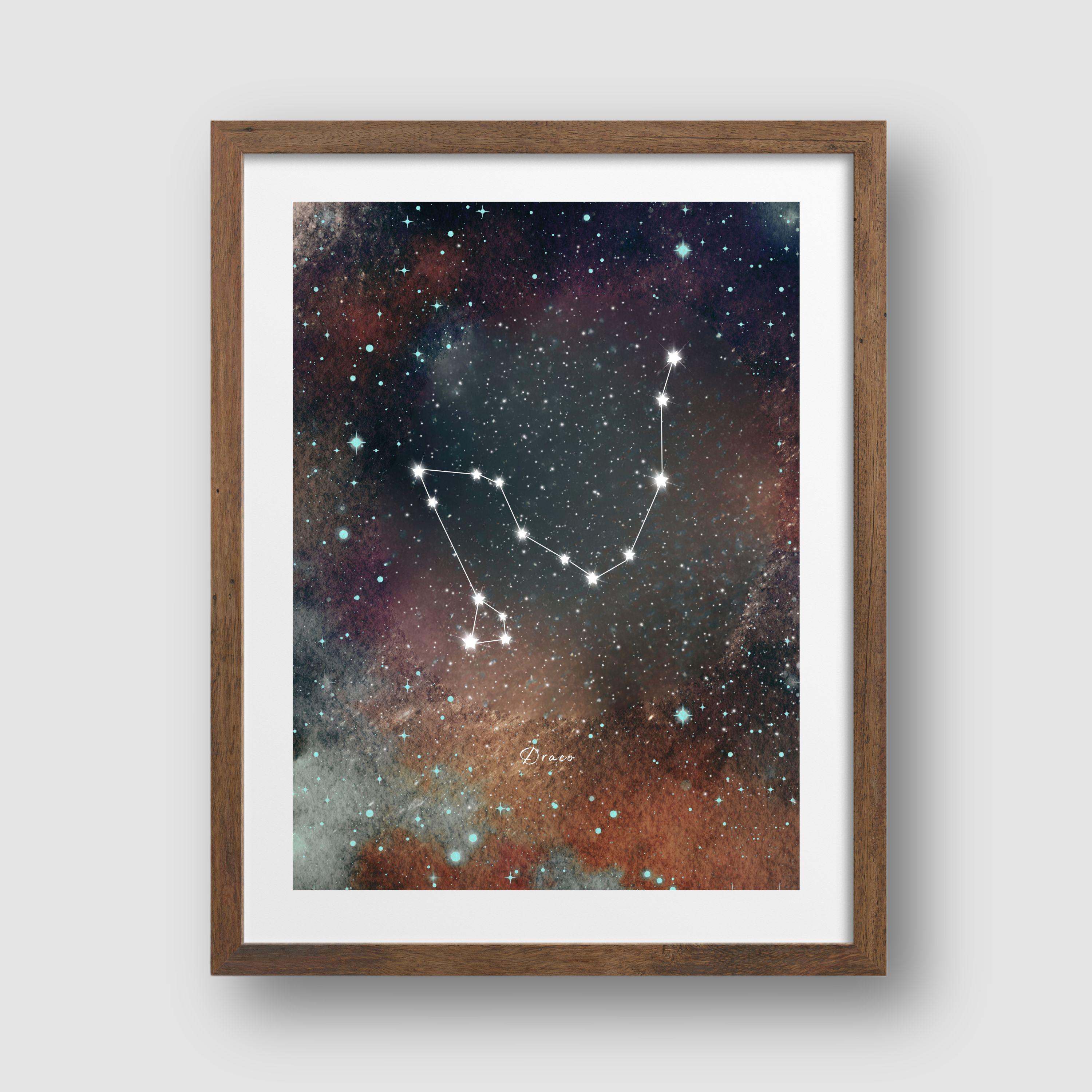 Draco Constellation Poster, Dragon Wall Decor Digital Download ...