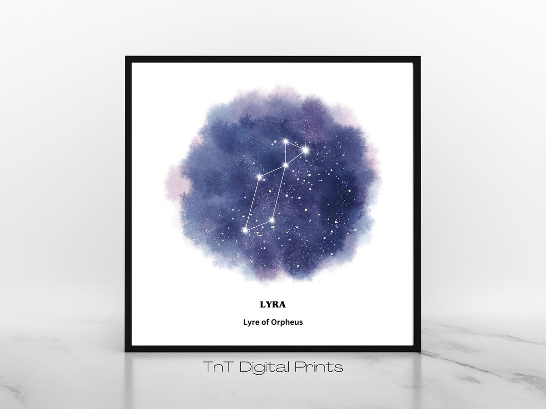 Lyra the Harp Constellation Print, Lyra Constellation Wall Decor ...