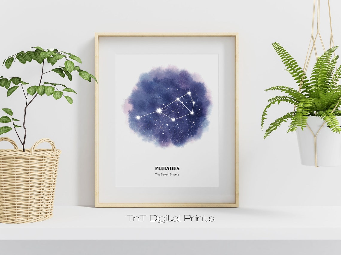 Pleiades the Seven Sisters Constellation Print Astronomy Celestial ...