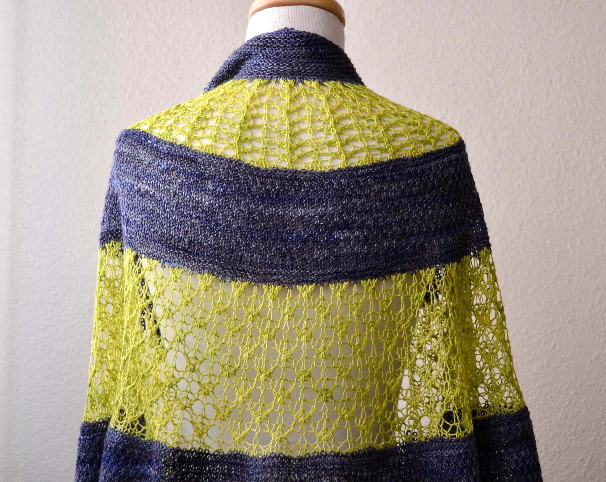 AUX Shawlhand Knit Half Circle Shawl in Purple and Bright Green, Lace ...
