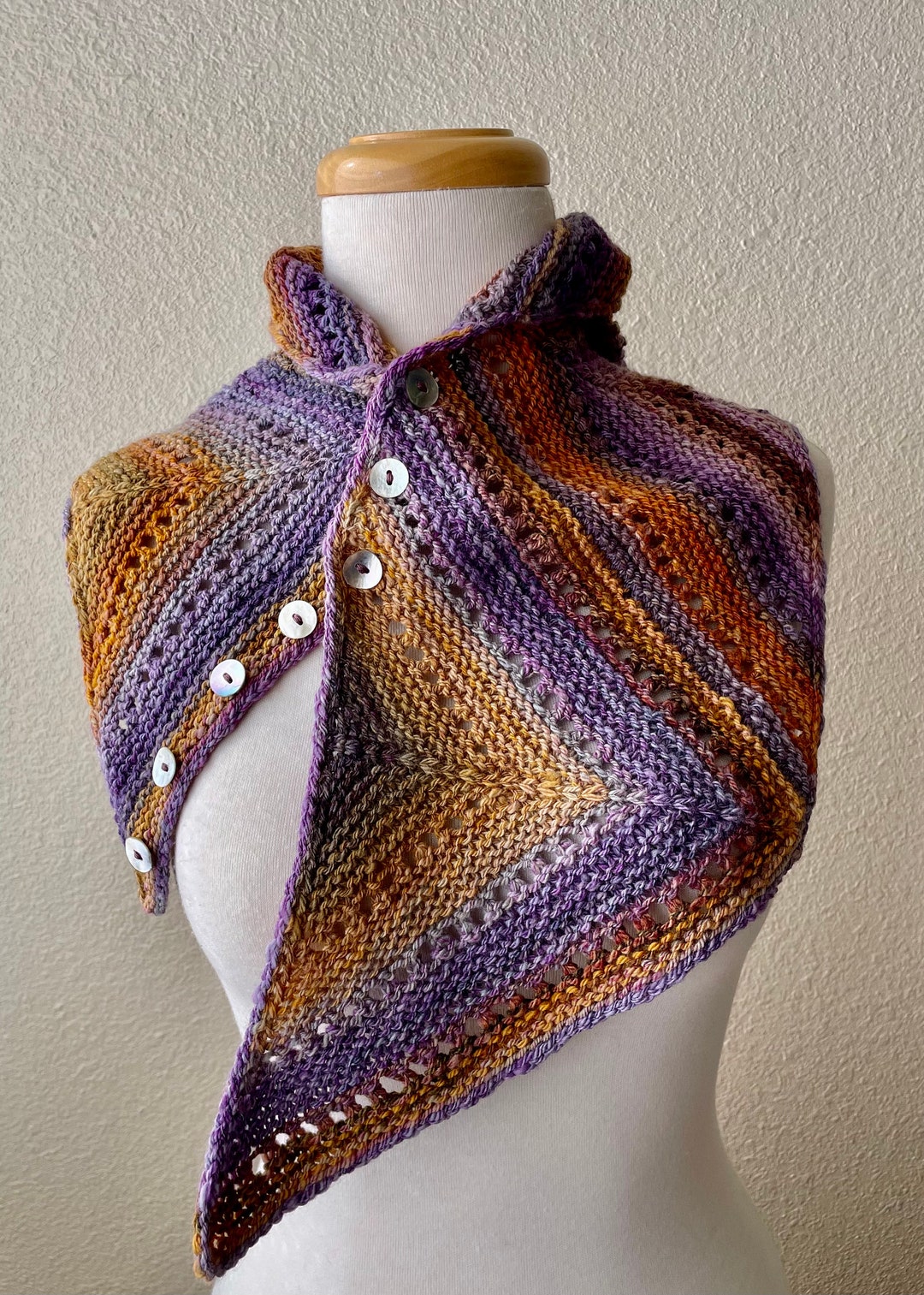 Hand Knit Caroline Cowl Made From Handspun Merino Wool With Mother of ...