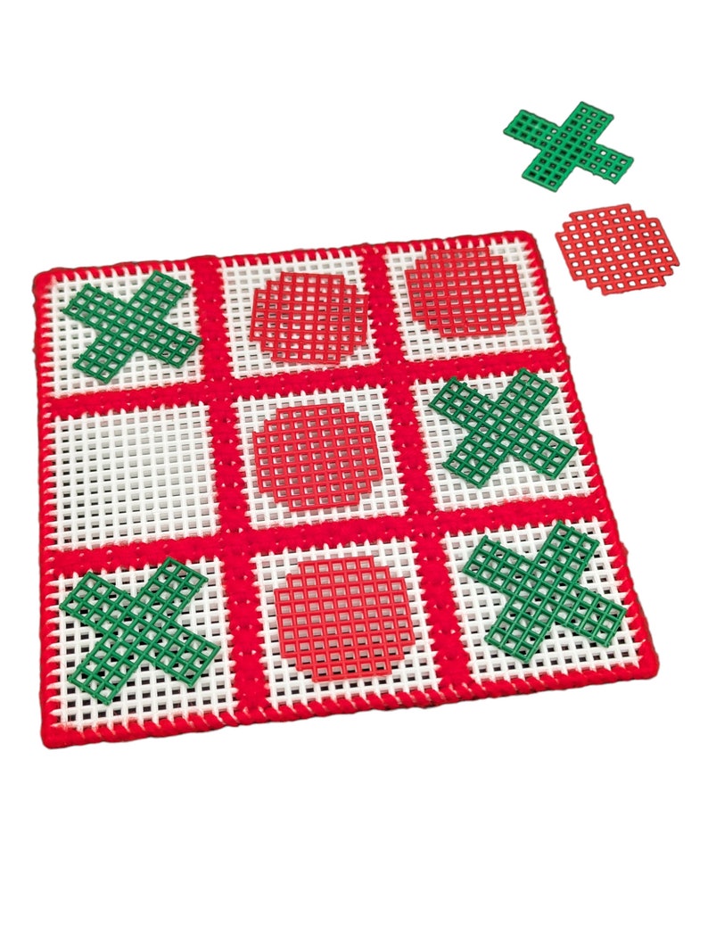 Vintage Games, Tic Tac Toe, Plastic Canvas Needlepoint Tic Tac Toe ...