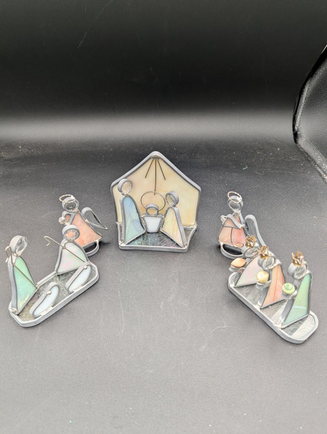 Handcrafted Stained Glass Nativity Set – 8-piece Iridescent Glass ...