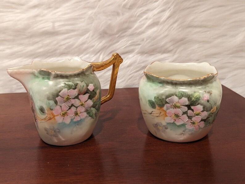 Vintage Porcelain Sugar & Creamer Set, Hand Painted Creamer Set ...
