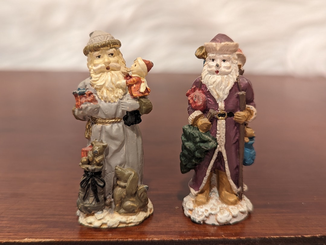 Vintage Novelino Antique Pewter Miniature Santa Figurines - Set of 2 - Etsy