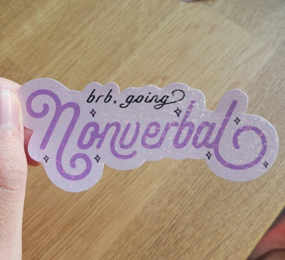 BRB Nonverbal Sticker 90s Pink Gothic Glitter Holographic - Etsy