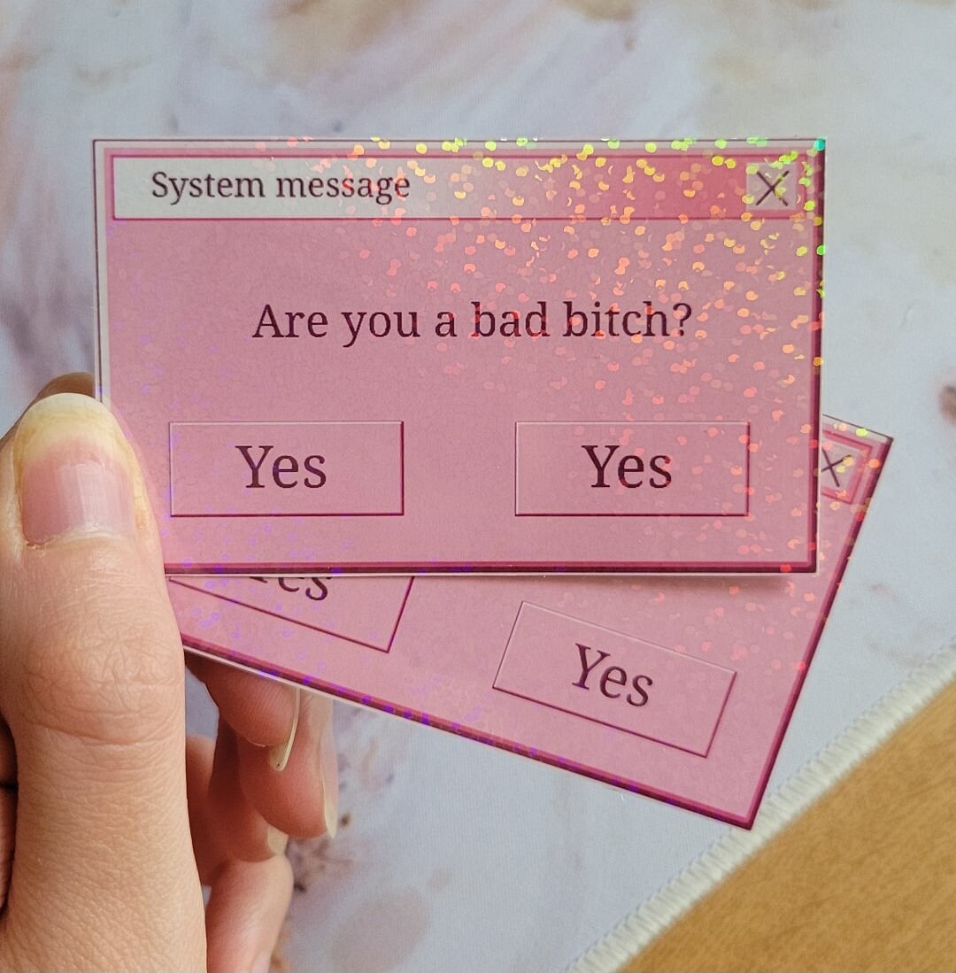 Bad Bitch Error Sticker 90s Style Glitter Holographic Sticker Windows ...