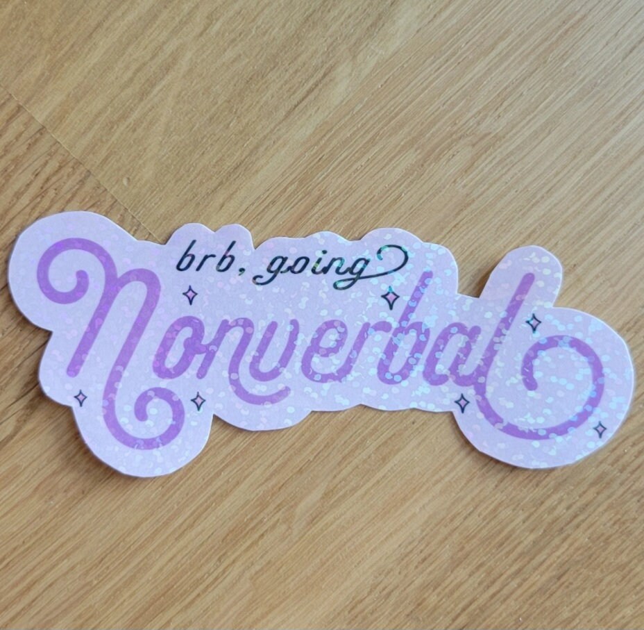 BRB Nonverbal Sticker Mental Health Awareness Pink Glitter Holographic ...