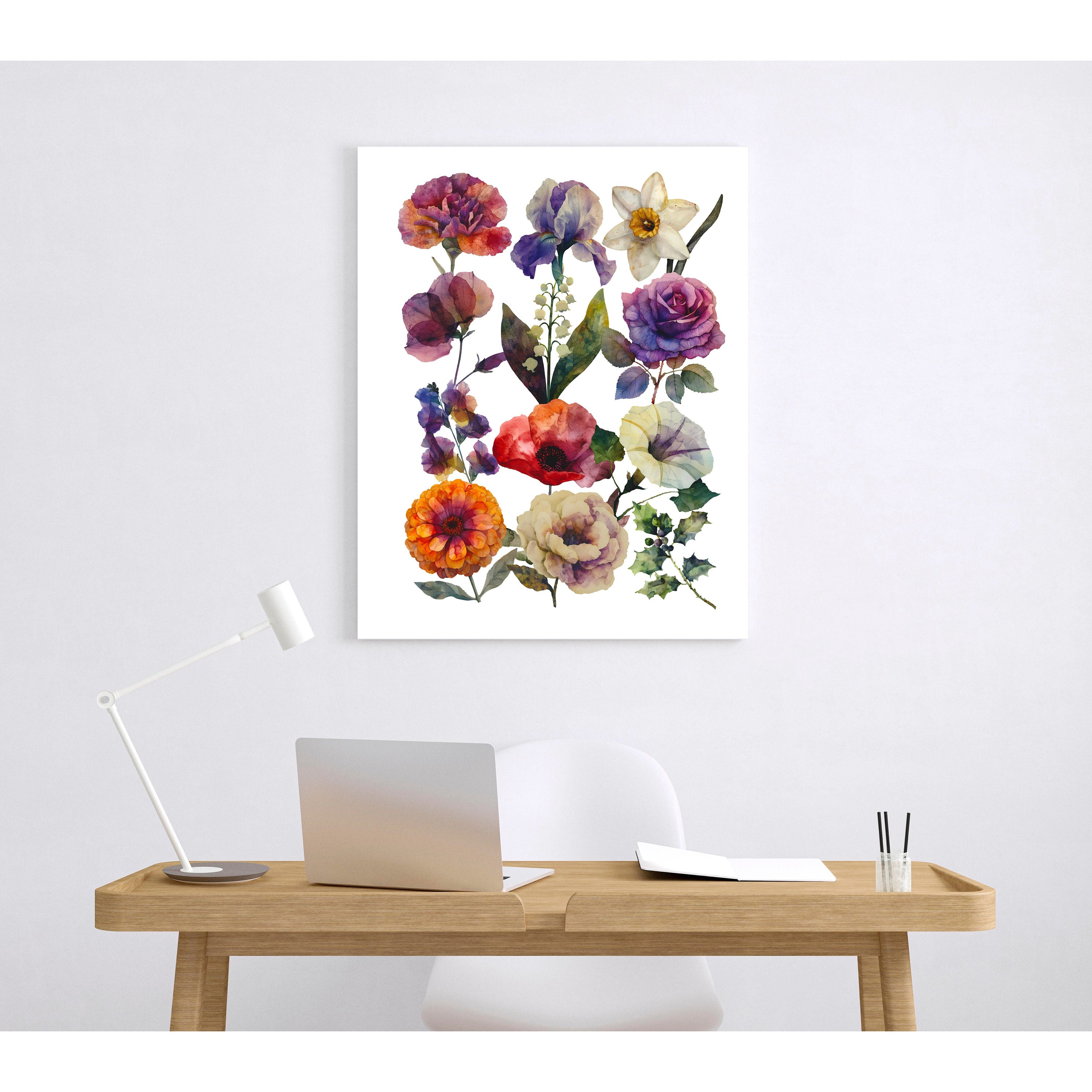 Birth Month Flower Chart Poster Printable Birth Flower Wall Art Print ...