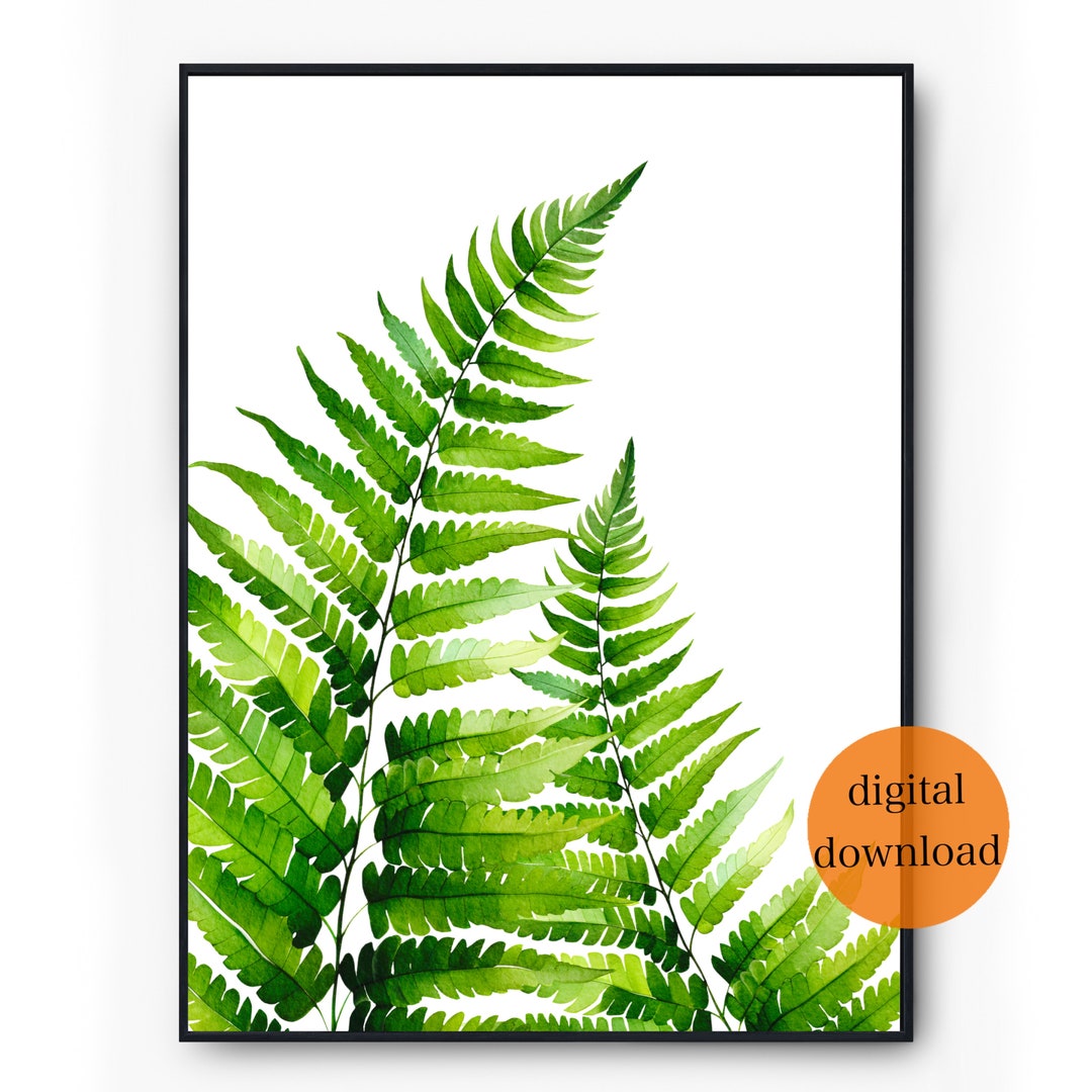 Fern Printable Wall Art Fern Leaves Botanical Bathroom Decor Green Leaf ...