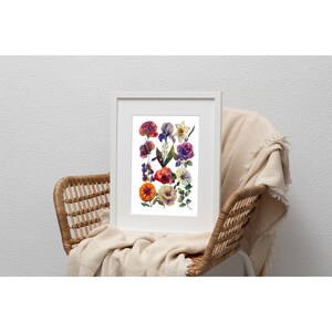 Birth Month Flower Chart Poster Printable Birth Flower Wall Art Print ...