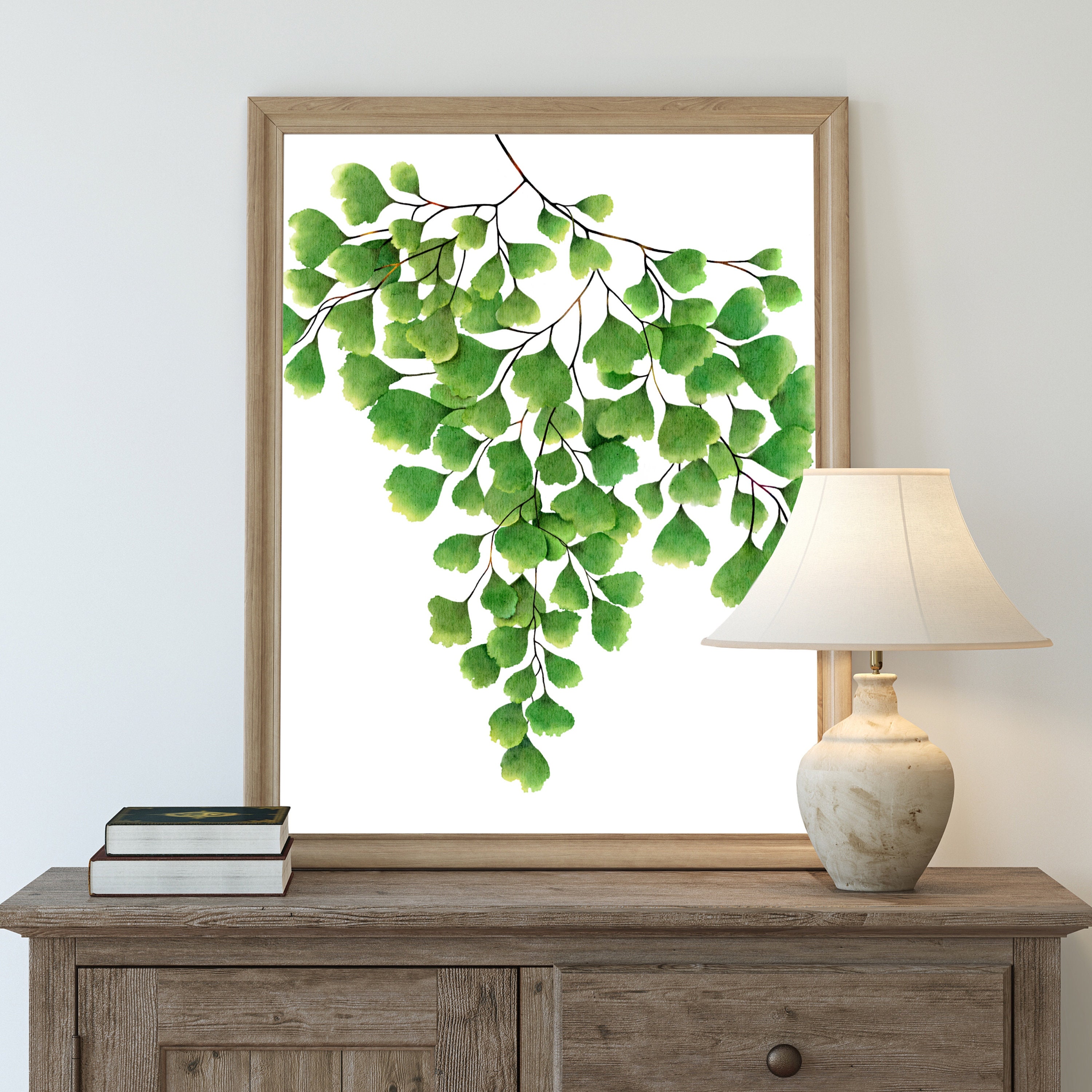 Fern Print Wall Art | Maidenhair Fern Wall Decor | Green Leaf Living ...