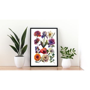 Birth Month Flower Chart Poster Printable Birth Flower Wall Art Print ...
