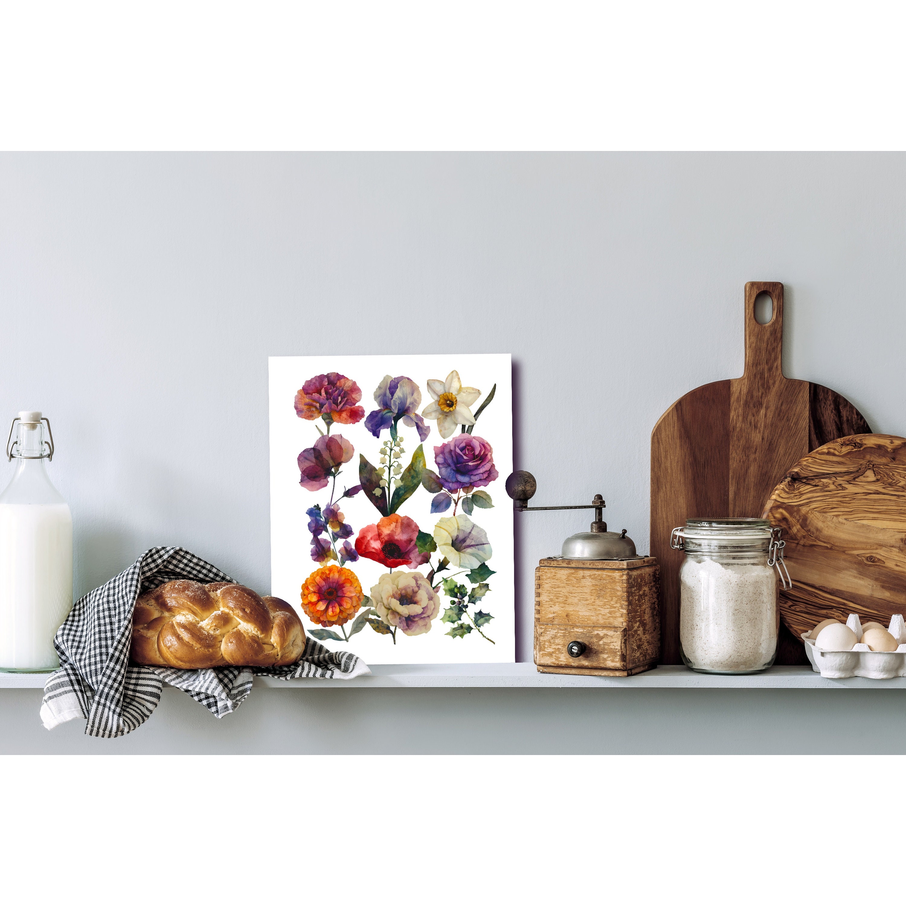 Birth Month Flower Chart Poster Printable Birth Flower Wall Art Print ...