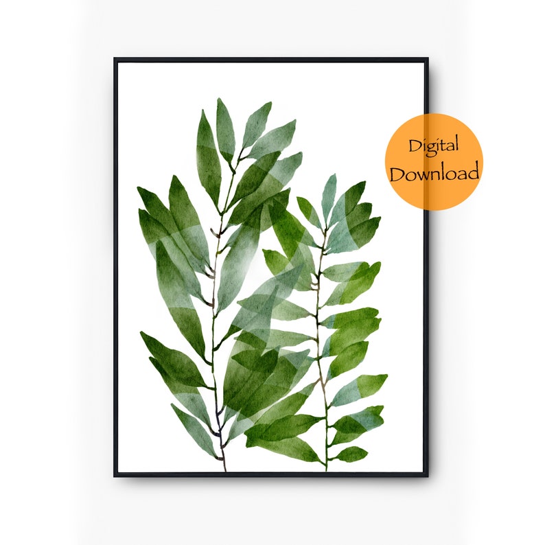 Green Leaves Prints Greenery Art Printable Living Room Designs ...