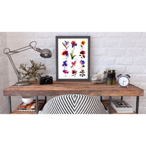 Birth Flower Chart Poster Printable Birth Month Flower Wall Art Print ...