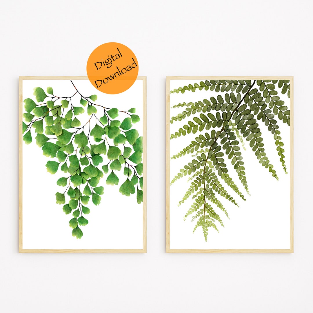 Gallery Wall Set Fern Print Wall Art | Fern Leaves Living Room Decor ...