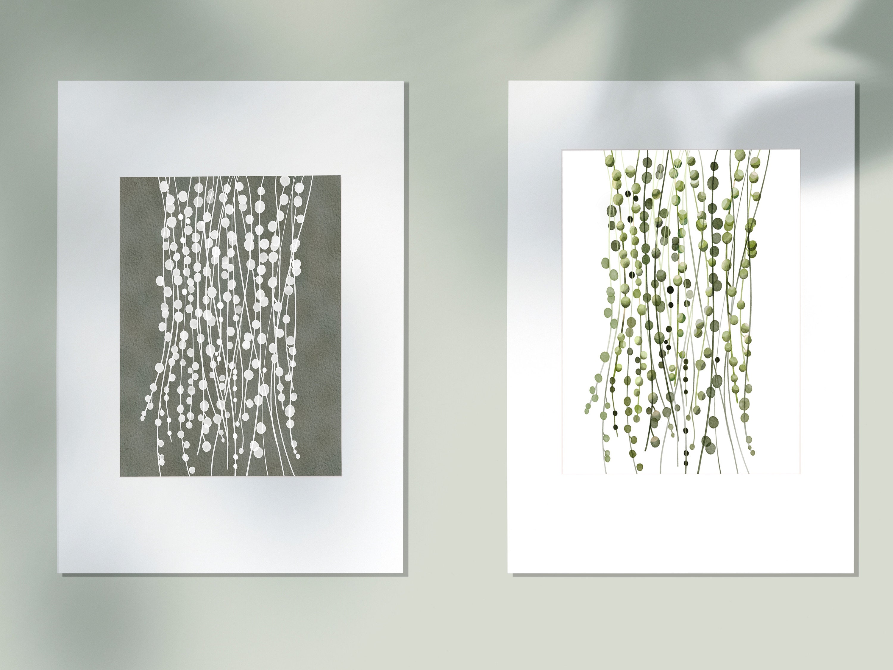 Black White Gallery Wall Set of 2 String of Pearls Printable Succulent ...