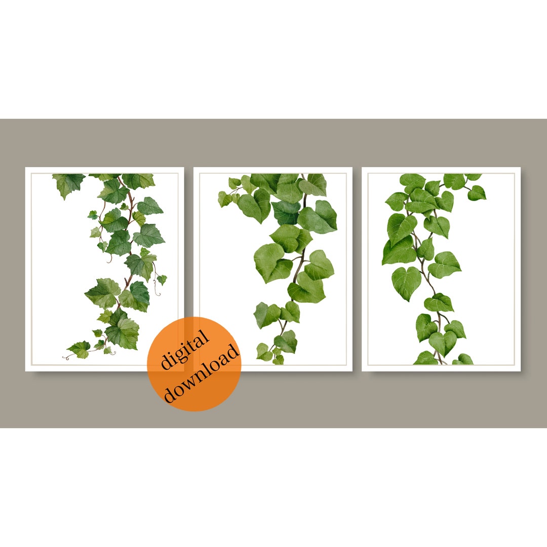 Greenery Print Wall Art Set Printable Watercolor Botanical Painting ...