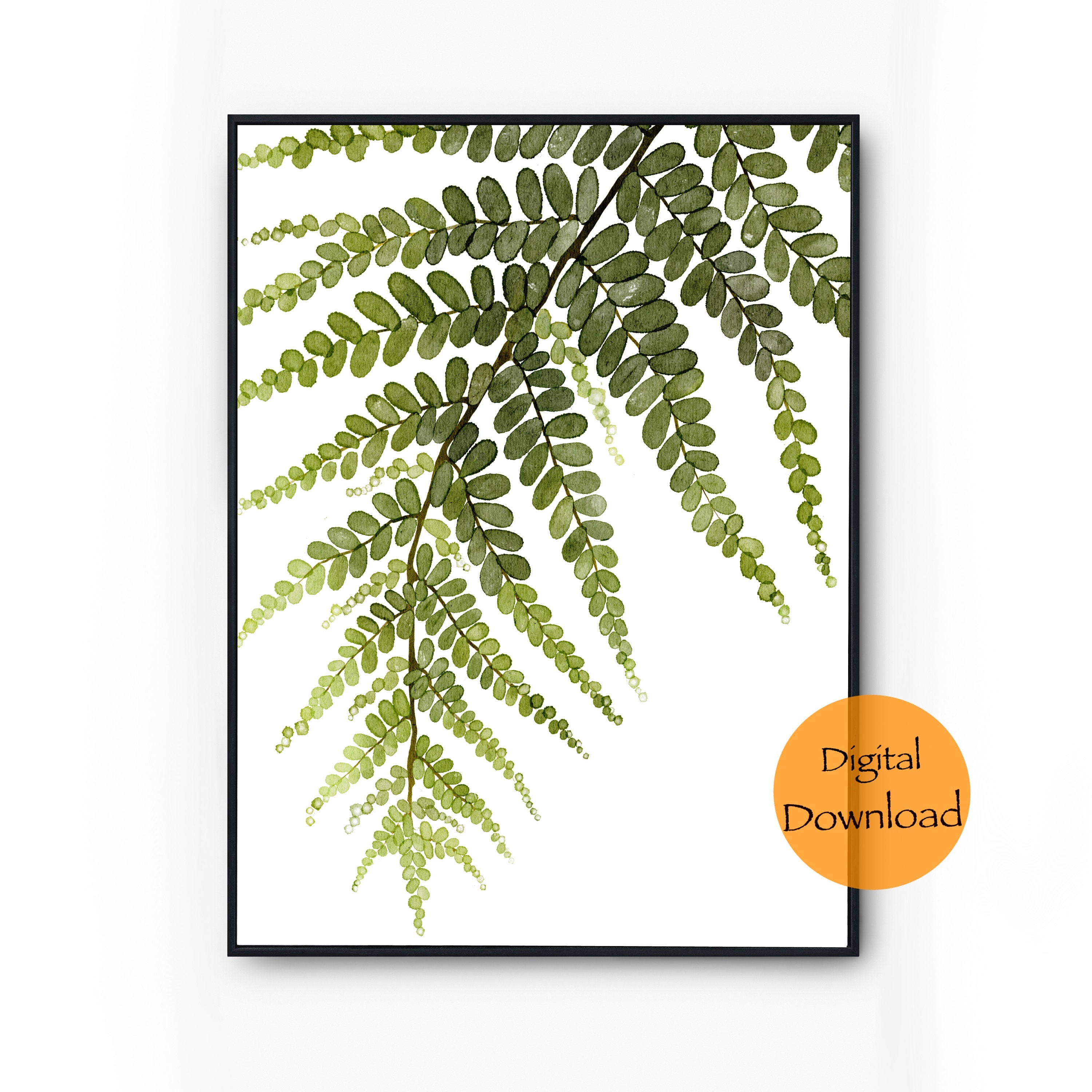 Fern Leaves Print | Greenery Wall Art | Botanical Bathroom Decor | Sage ...