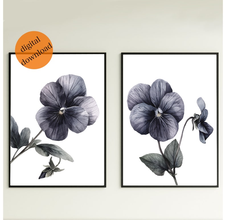 February Birth Flower Print Set Violet Print Gallery Wall Set ...