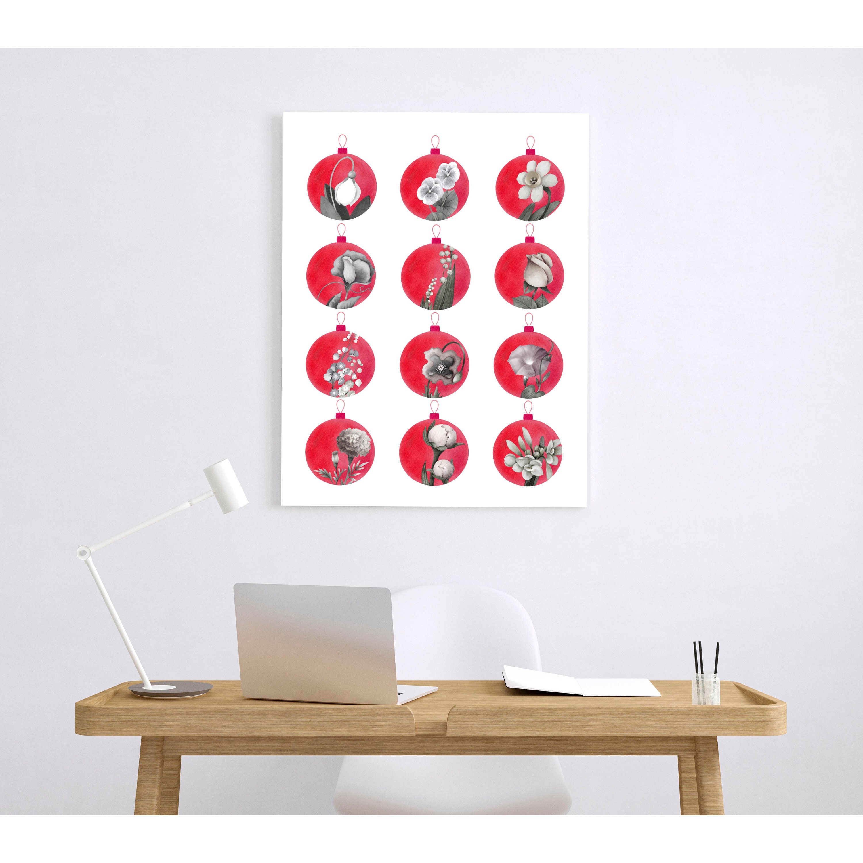 Birth Flower Poster Printable Black White Wall Decor Birth Flower Art ...
