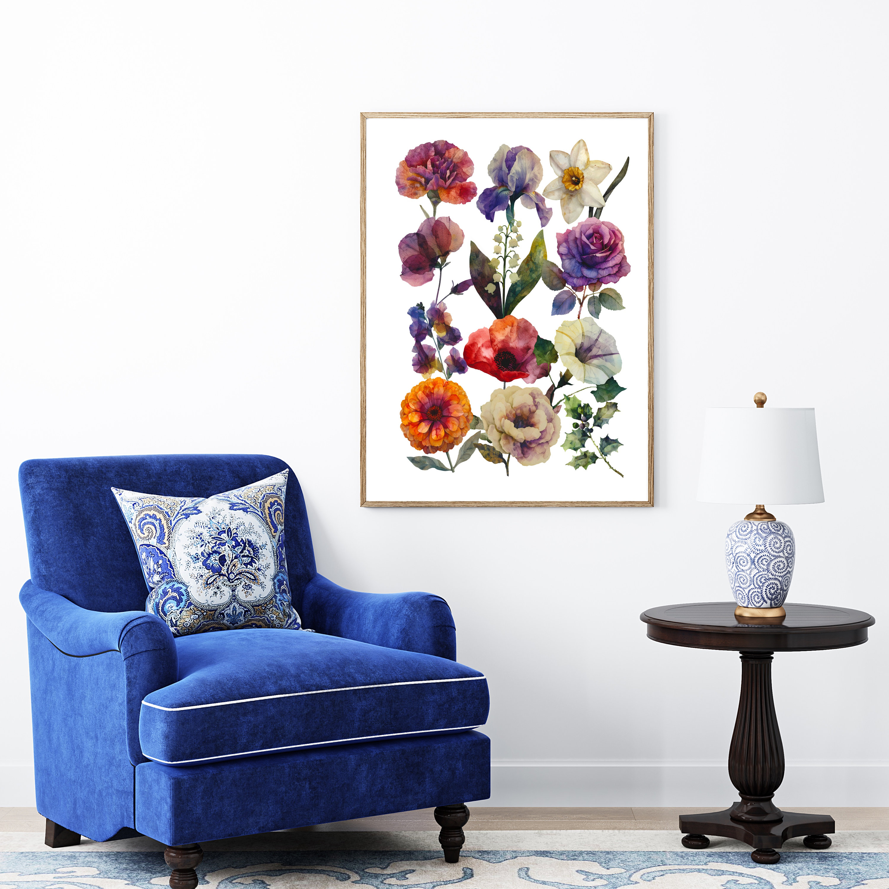 Birth Month Flower Chart Poster Printable Birth Flower Wall Art Print ...