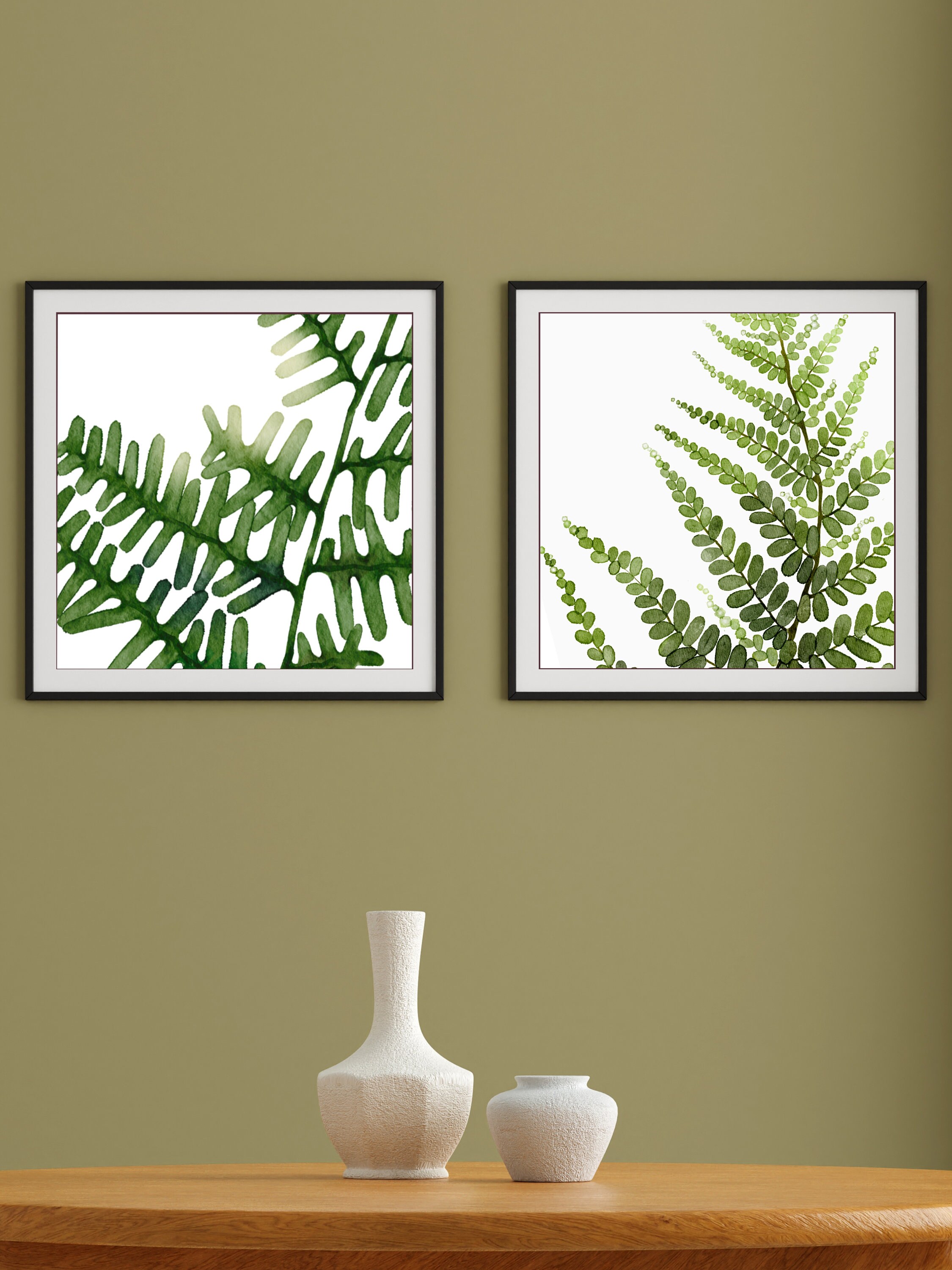 Fern Print Gallery Wall Set Fern Print Wall Art Fern Leaves Living Room ...