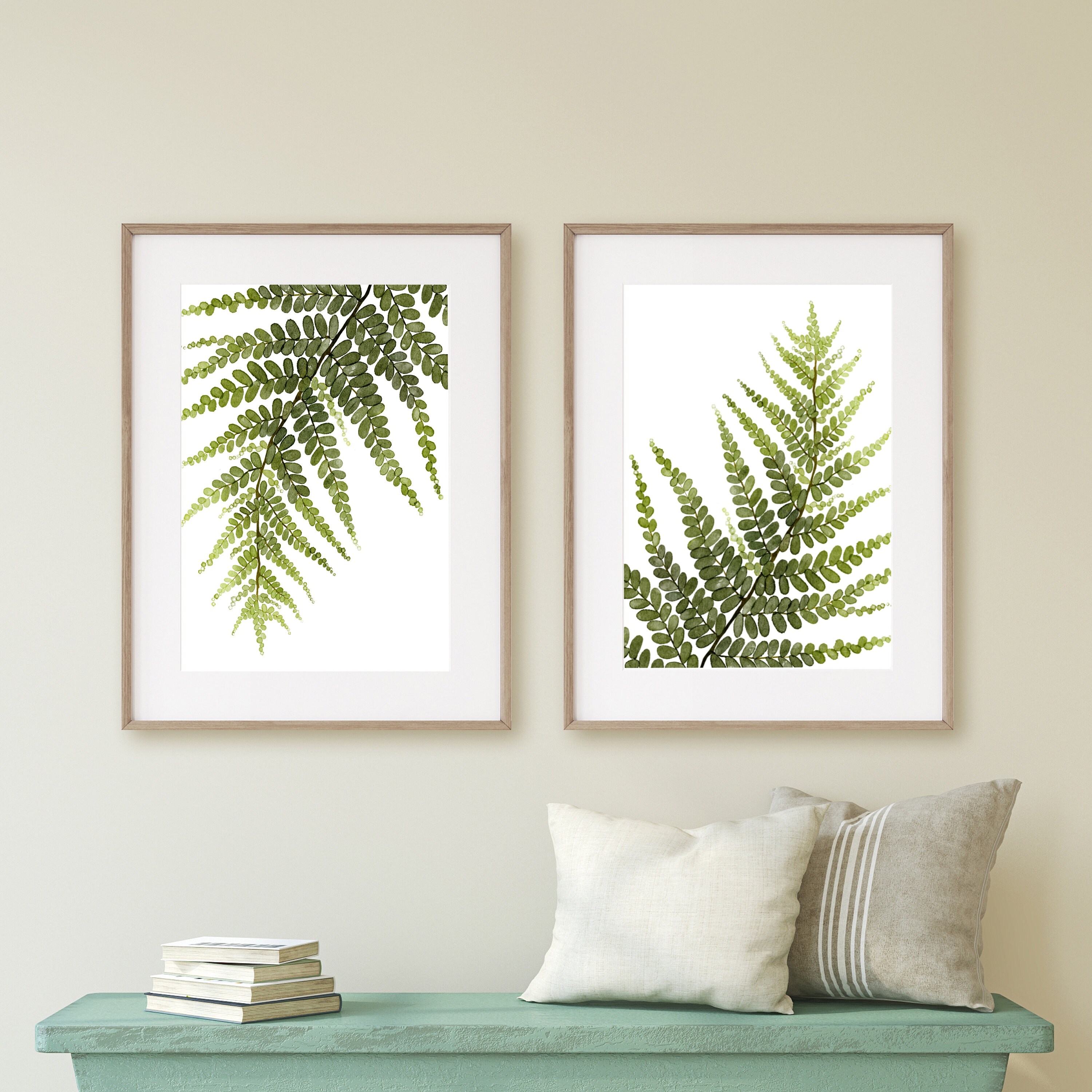 Fern Leaves Print | Greenery Wall Art | Botanical Bathroom Decor | Sage ...