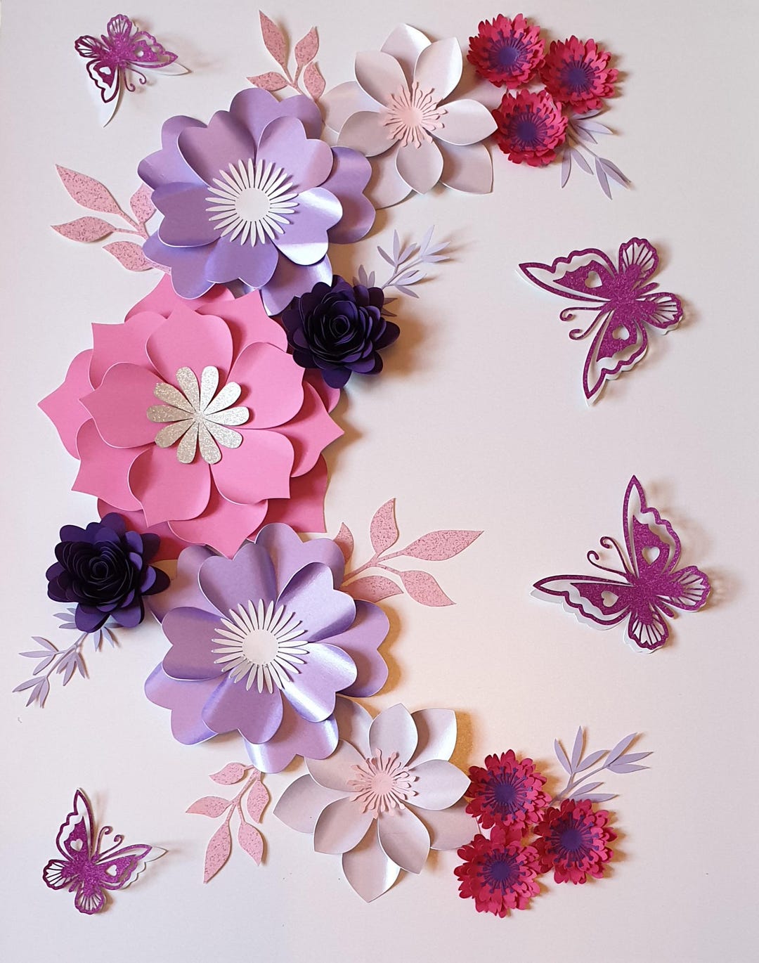 Paper Flower Wall Set,nursery Wall Decor.3d Paper Flower Wall Art,baby ...